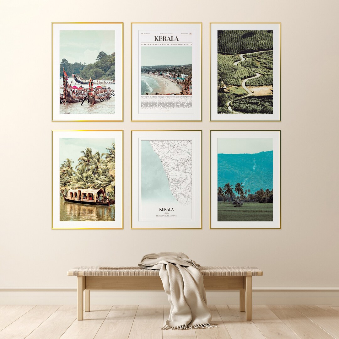 Kerala Prints Set of 6, Kerala Poster Photos, Kerala Map, Kerala Wall ...