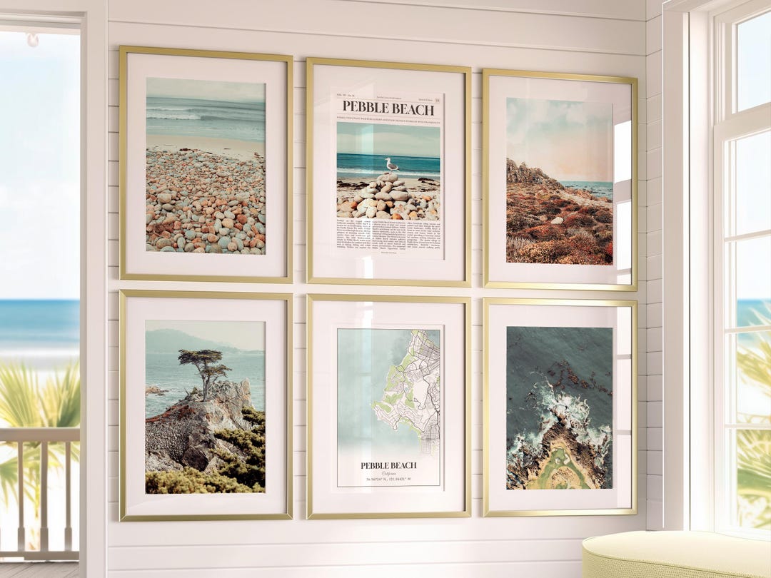 Pebble Beach City Prints Set of 6, Pebble Beach Poster Photos, Pebble ...
