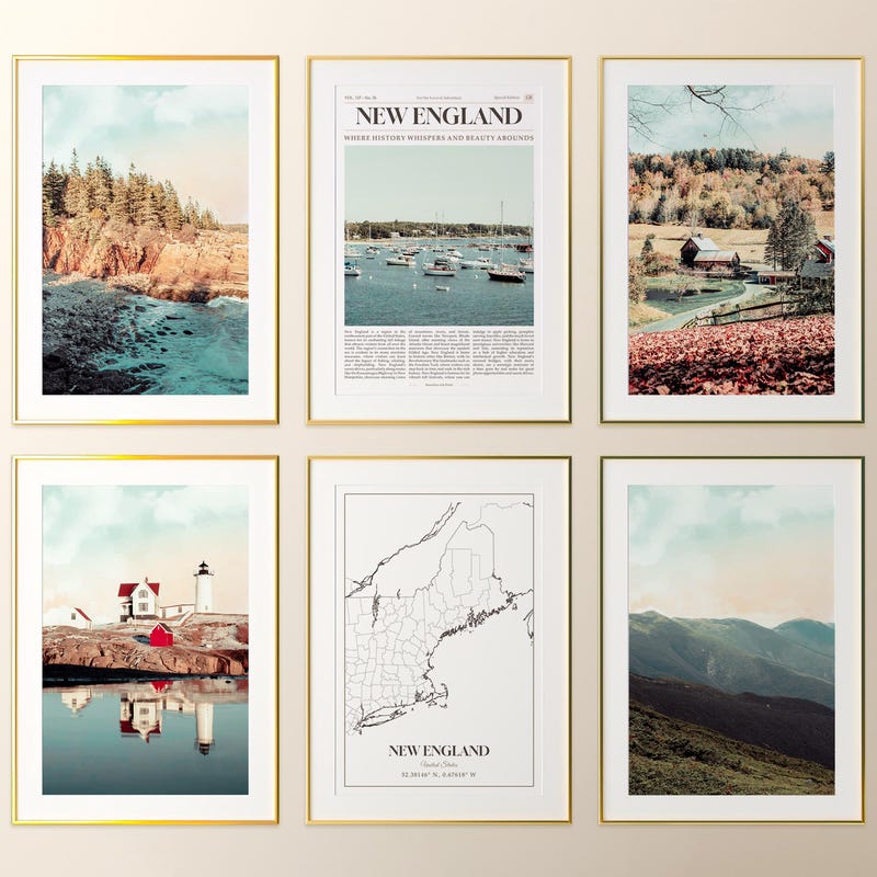 New England Poster - Etsy