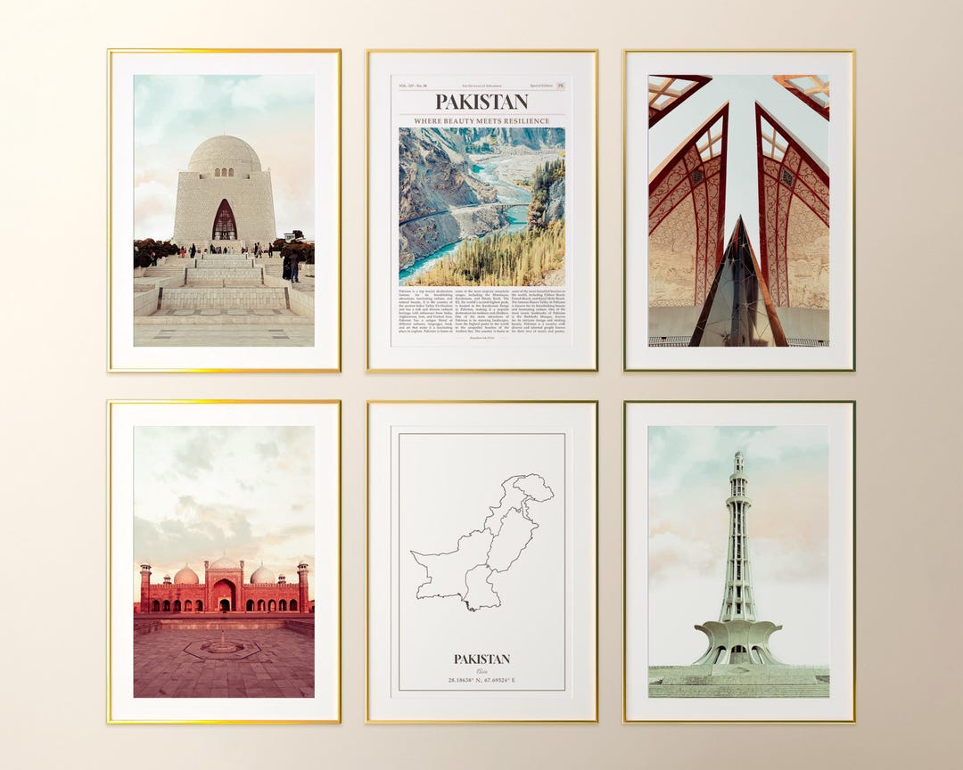 Pakistan Prints Set of 6, Pakistan Photo Poster, Pakistan Map, Pakistan ...