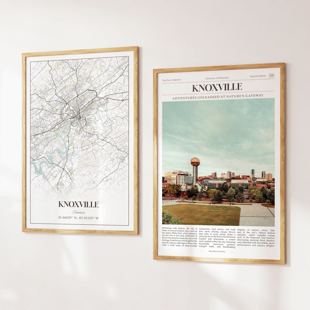 Knoxville City Prints Set of 2, Knoxville Map, Knoxville Poster Photo ...