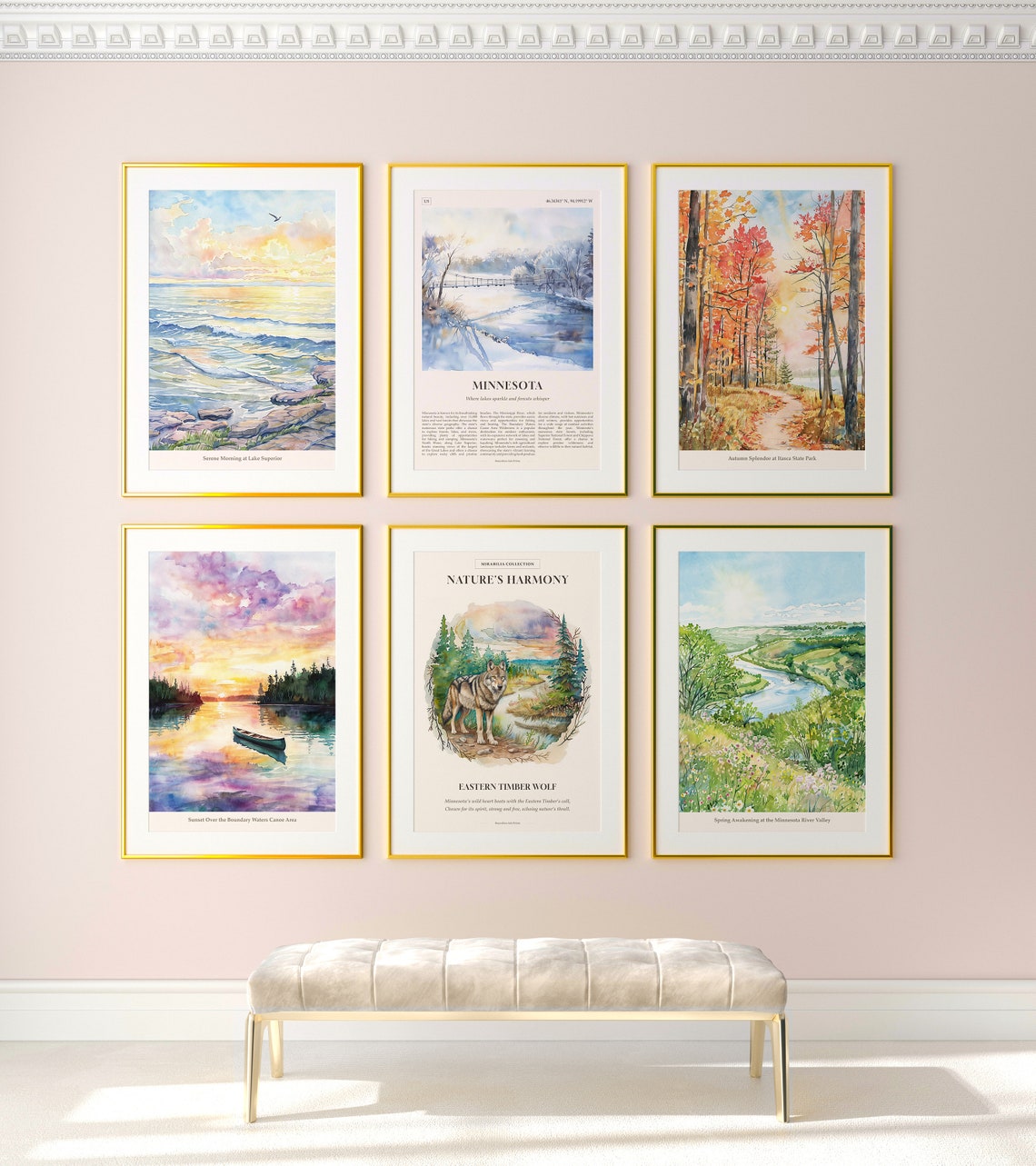 Watercolor Minnesota Prints Set of 6, Colorful Minnesota Posters ...