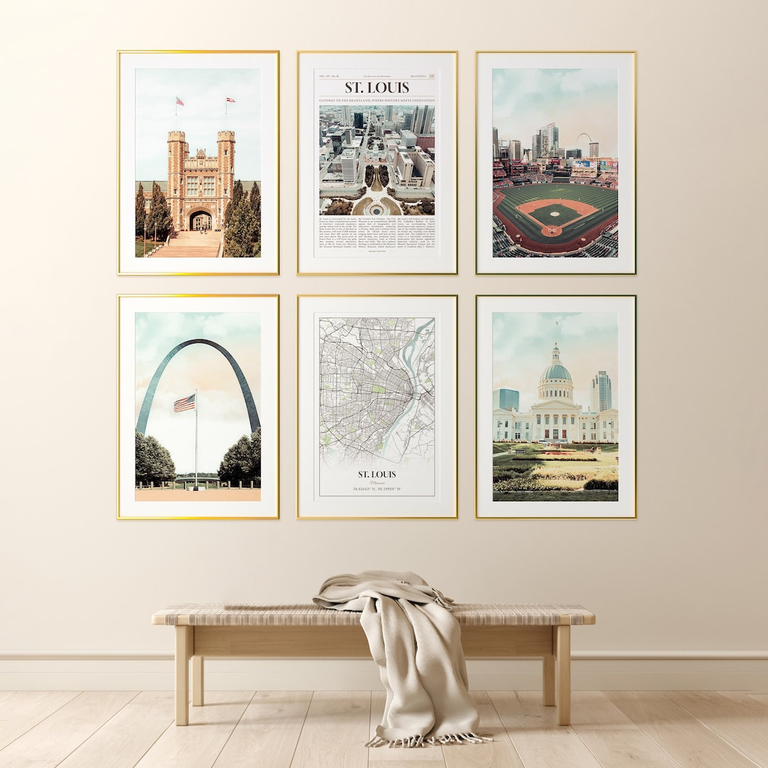 St. Louis City Prints Set of 6, St. Louis Photo Poster, St. Louis Map ...