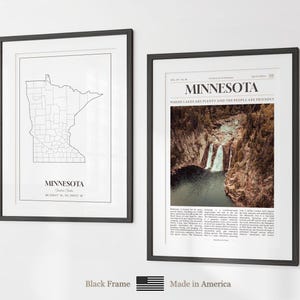 Minnesota State Prints Set of 6, Minnesota Photo Poster, Minnesota Map ...