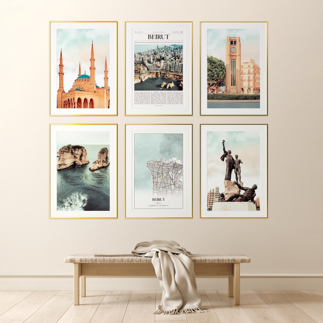Beirut City Prints Set of 6, Beirut Photo Poster, Beirut Map, Beirut ...