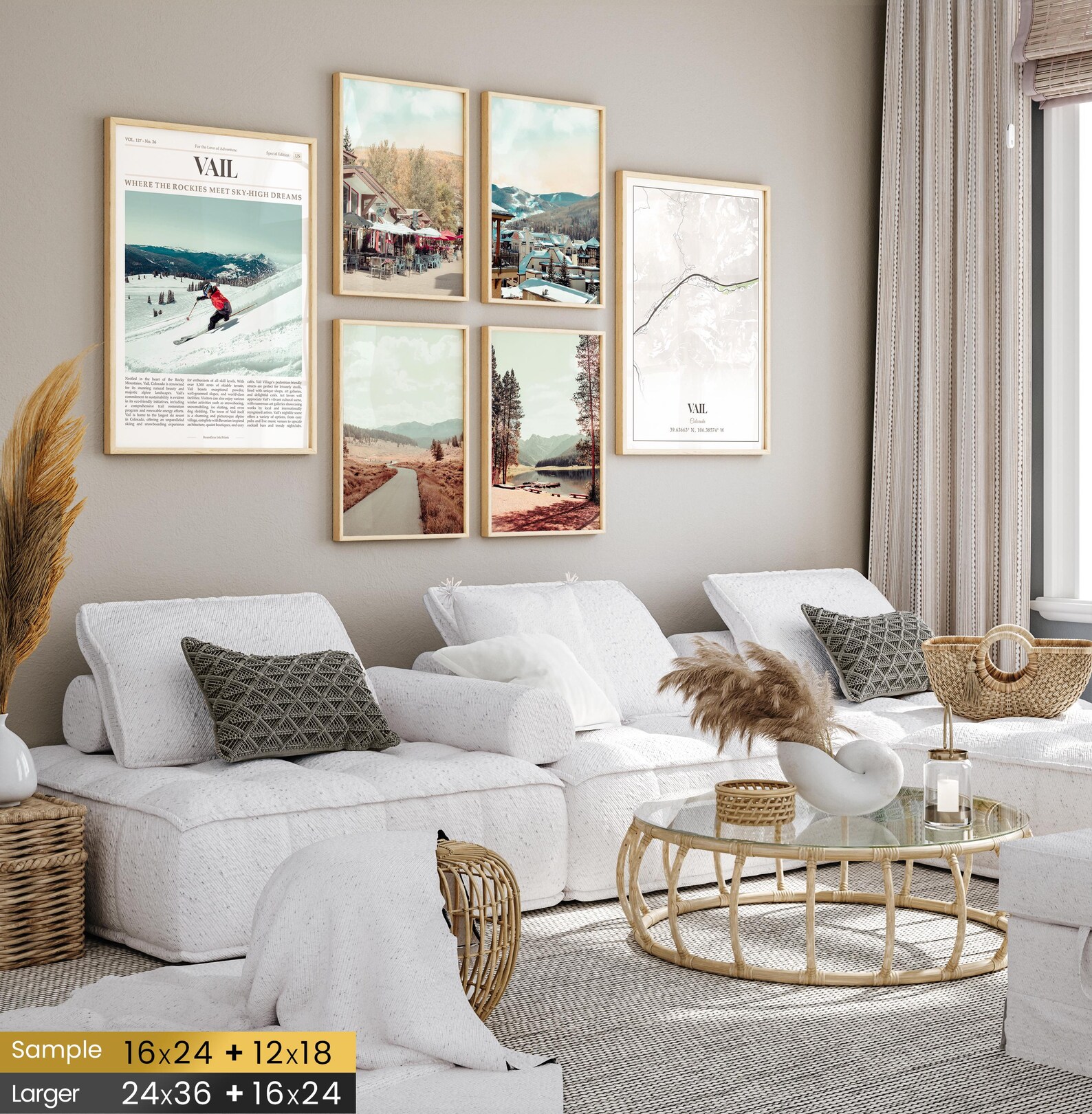 Vail Prints Set of 6, Vail Poster Photos, Vail Map, Vail Wall Art, Vail ...