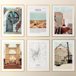 Waco Prints Set of 6, Waco Poster Photos, Waco Map, Waco Wall Art, Waco ...
