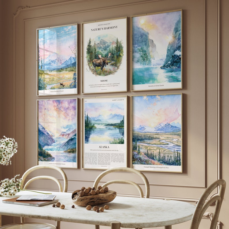 Watercolor Alaska Prints Set of 6, Colorful Alaska Posters, Alaska Wall ...