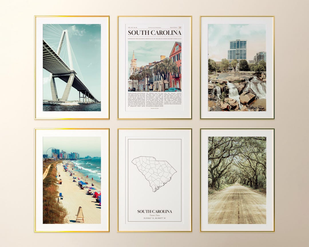 South Carolina State Prints Set of 6, South Carolina Photo Poster ...