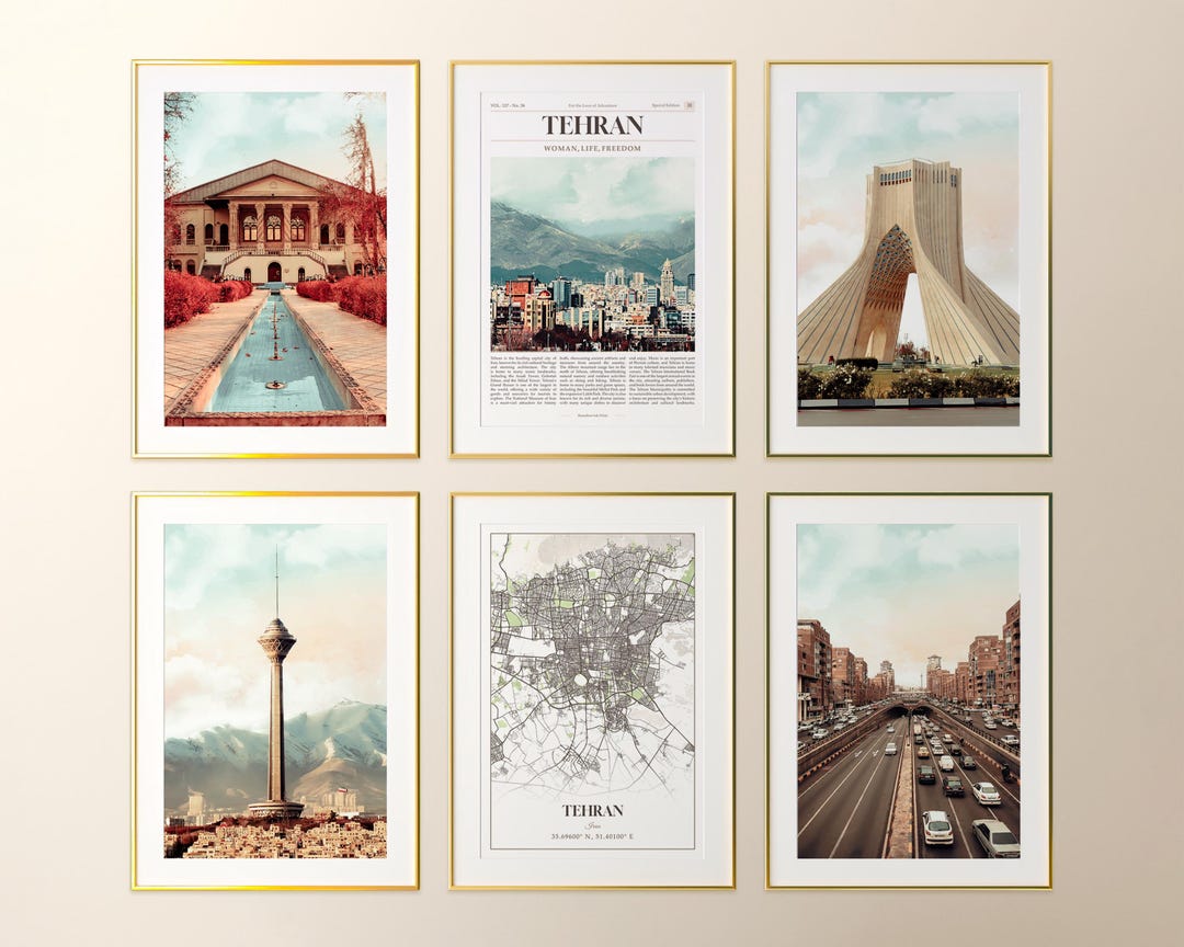Tehran Prints Set of 6, Tehran Poster Photos, Tehran Map, Tehran Wall ...