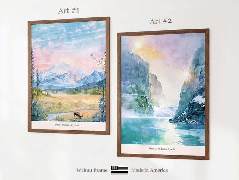 Watercolor Alaska Prints Set of 6, Colorful Alaska Posters, Alaska Wall ...