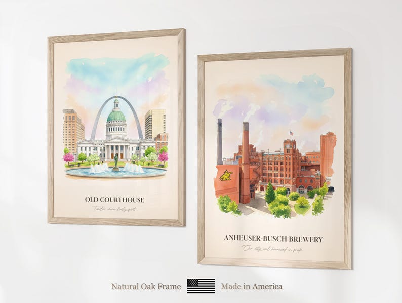 St. Louis MO Watercolor Prints Gallery Wall, Colorful St. Louis ...