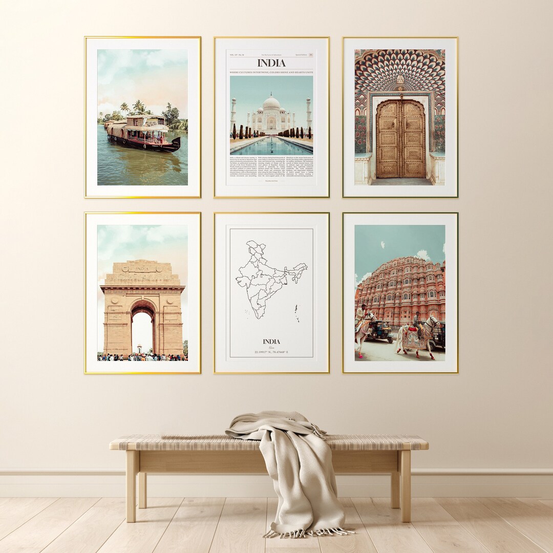 India Prints Set of 6, India Poster Photos, India Map, India Wall Art ...