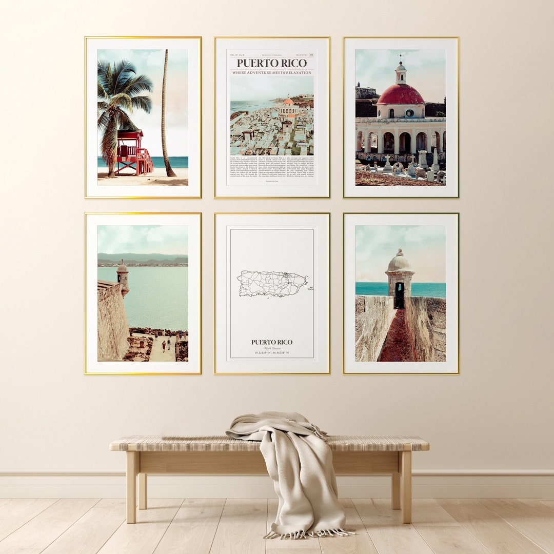 Puerto Rico Prints Set of 6, Puerto Rico Poster Photos, Puerto Rico Map ...