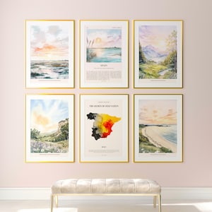 Watercolor Spain Prints Set of 6, Colorful Spain Posters, Spain Wall ...