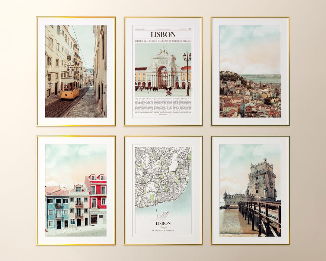 Lisbon Prints Set of 6, Lisbon Poster Photos, Lisbon Map, Lisbon Wall ...