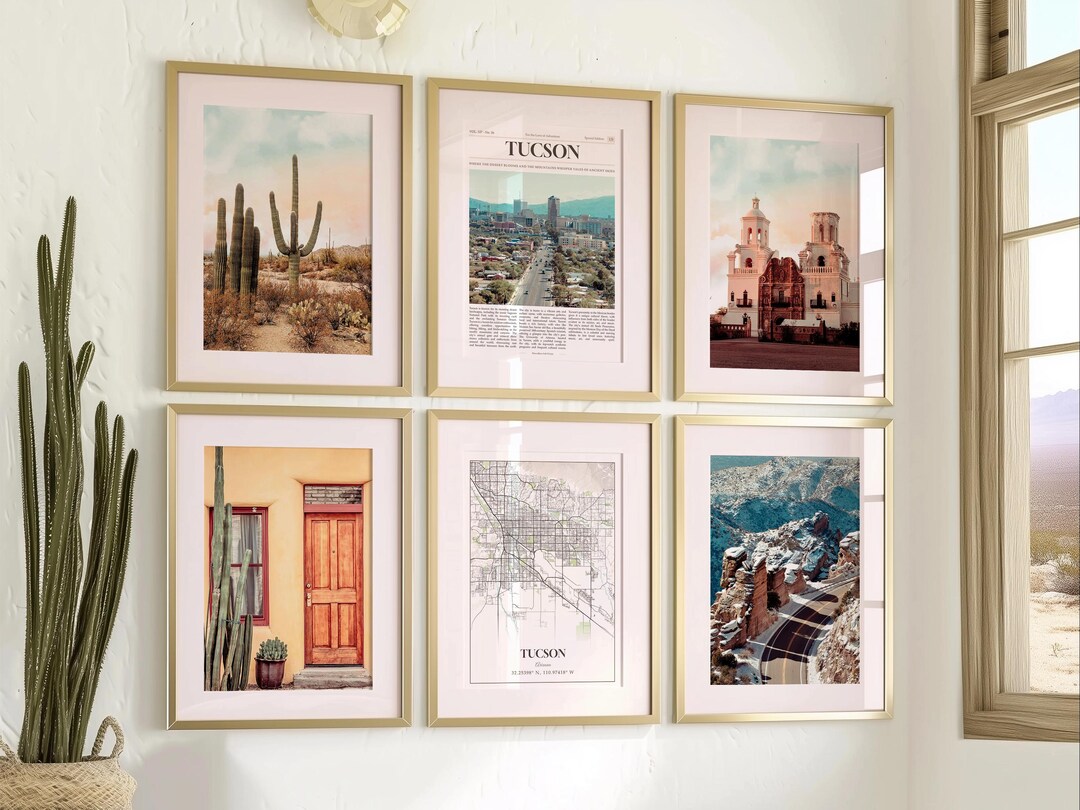 Tucson Prints Set of 6, Tucson Poster Photos, Tucson Map, Tucson Wall ...