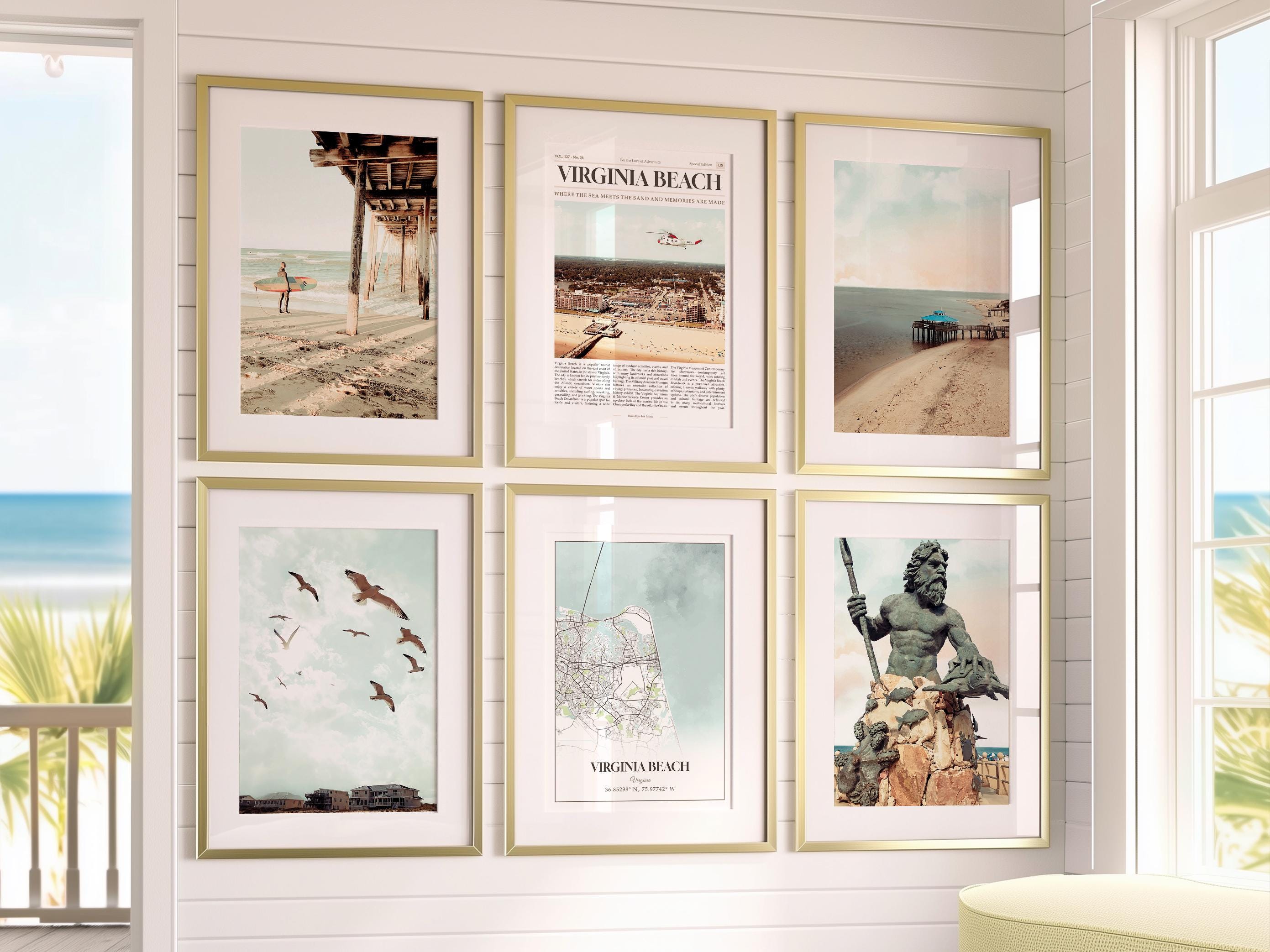 Virginia Beach Prints Set of 6, Virginia Beach Poster Photos, Virginia ...