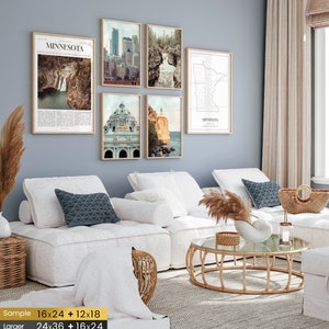 Minnesota State Prints Set of 6, Minnesota Photo Poster, Minnesota Map ...