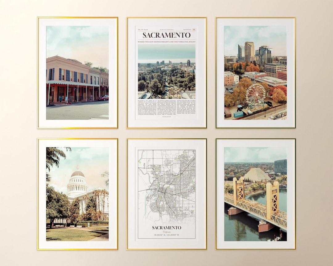 Sacramento Prints Set of 6, Sacramento Poster Photos, Sacramento Map ...