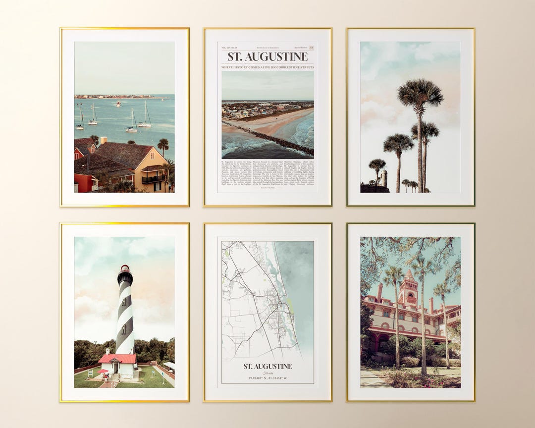 St. Augustine City Prints Set of 6, St. Augustine Poster Photos, St ...