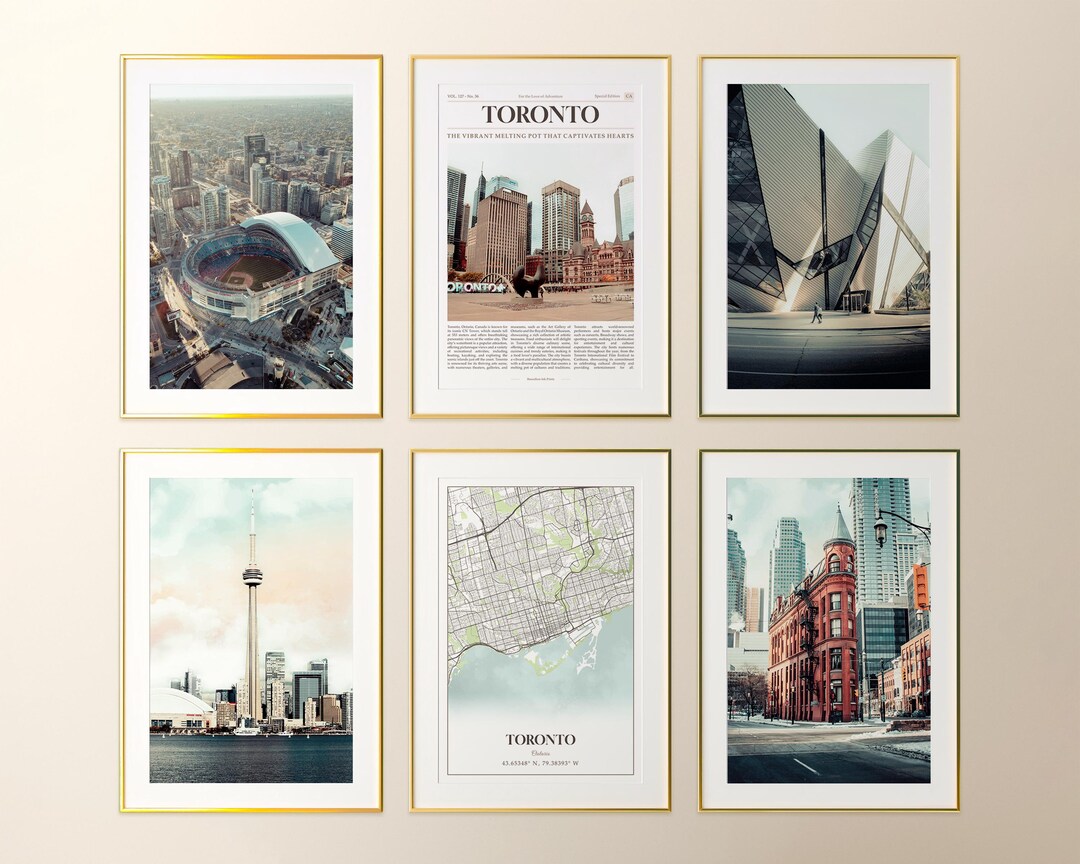 Toronto Prints Set of 6, Toronto Poster Photos, Toronto Map, Toronto ...