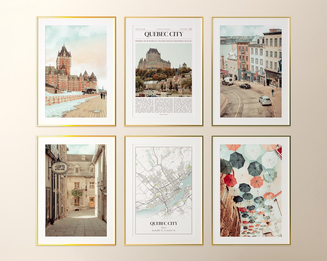 Quebec City Prints Set of 6, Quebec City Poster Photos, Quebec City Map ...