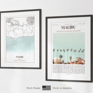 Malibu City Prints Set of 6, Malibu Photo Poster, Malibu Map, Malibu ...