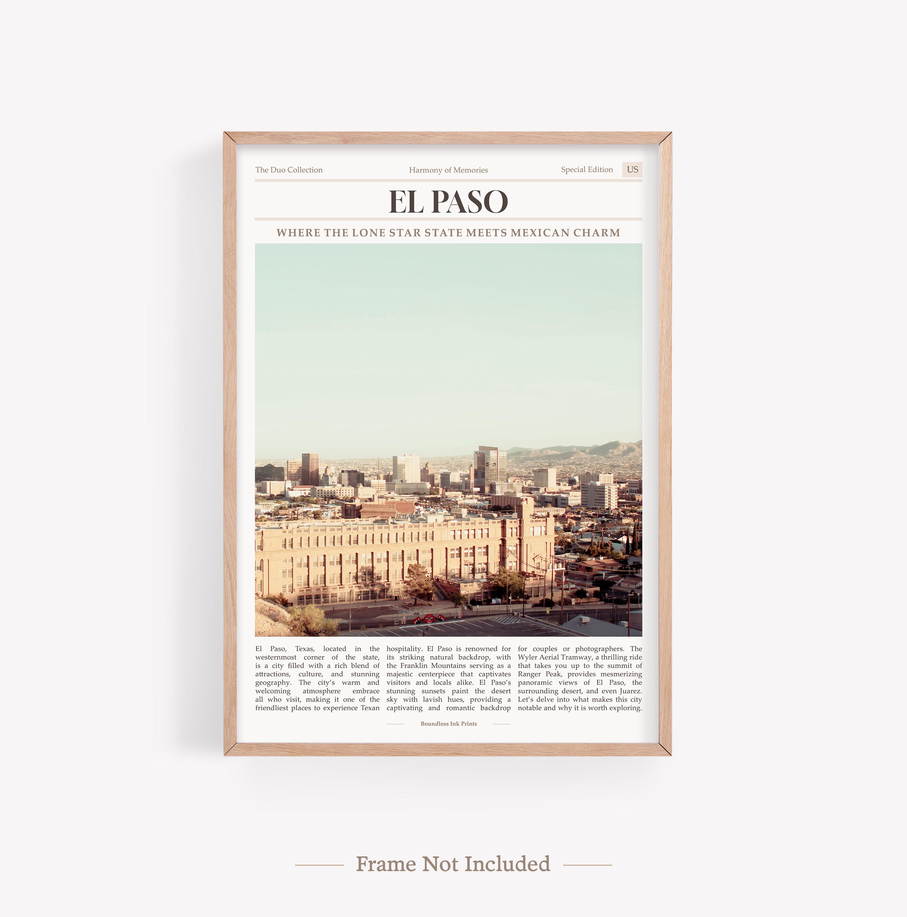 El Paso City Prints Set of 2, El Paso Map, El Paso Poster Photo, El ...