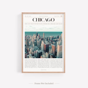 Chicago City Prints Set of 6, Chicago Photo Poster, Chicago Map ...