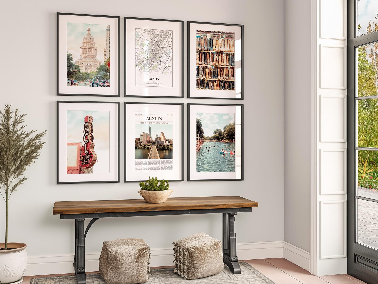 Austin Prints Set of 6, Austin Poster Photos, Austin Map, Austin Wall ...