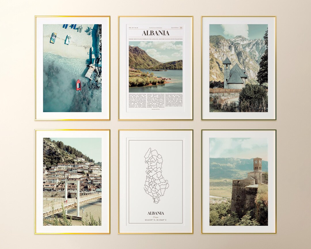 Albania Prints Set of 6, Albania Poster Photos, Albania Map, Albania ...