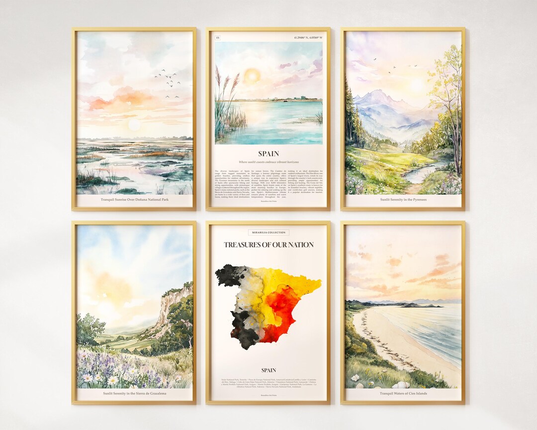 Watercolor Spain Prints Set of 6, Colorful Spain Posters, Spain Wall ...