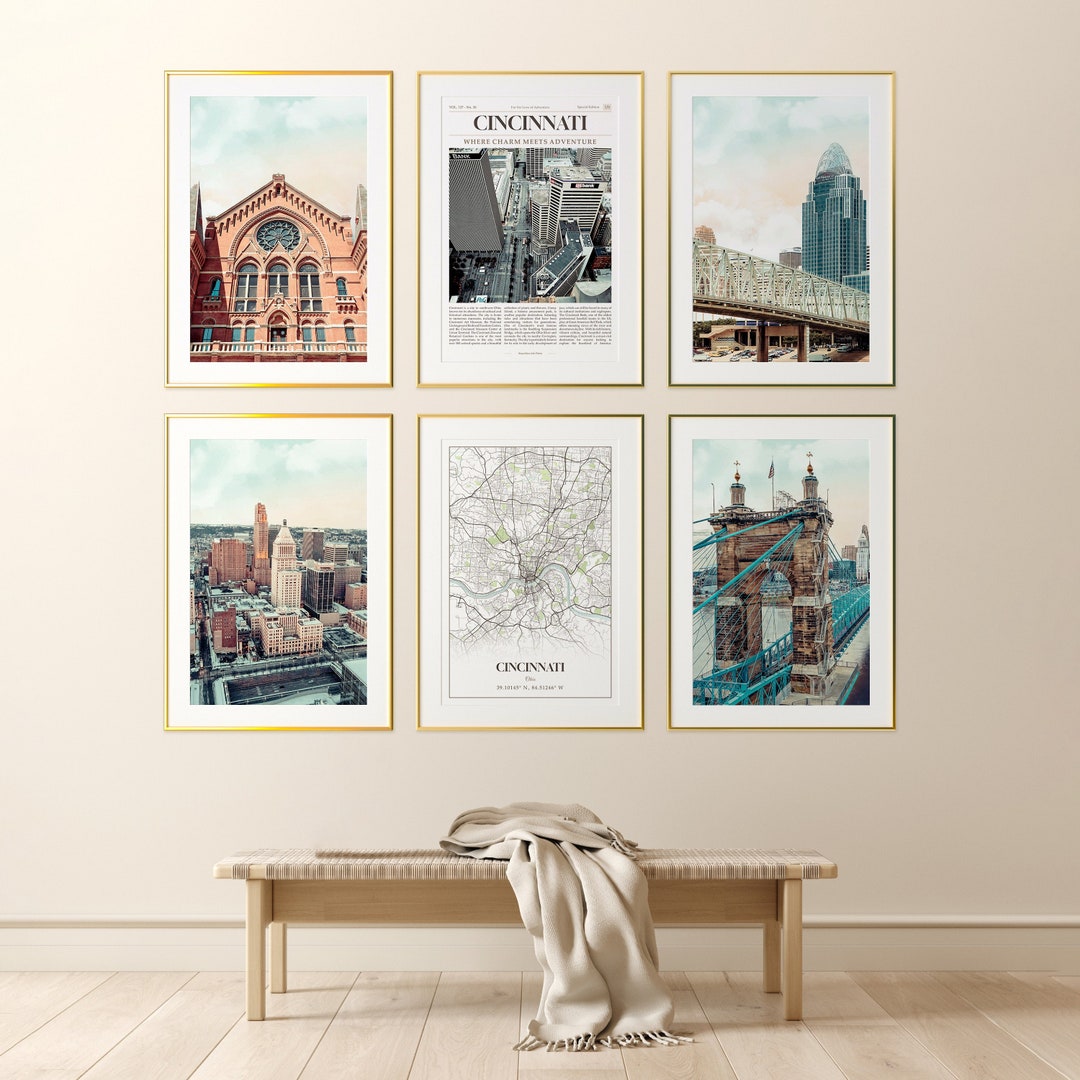 Cincinnati City Prints Set of 6, Cincinnati Photo Poster, Cincinnati ...