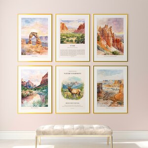 Watercolor Utah Prints Set of 6, Colorful Utah Posters, Rocky Mountain ...