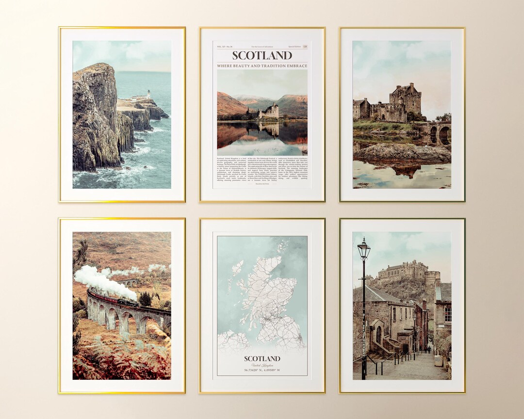 Scotland Prints Set of 6, Scotland Poster Photos, Scotland Map ...