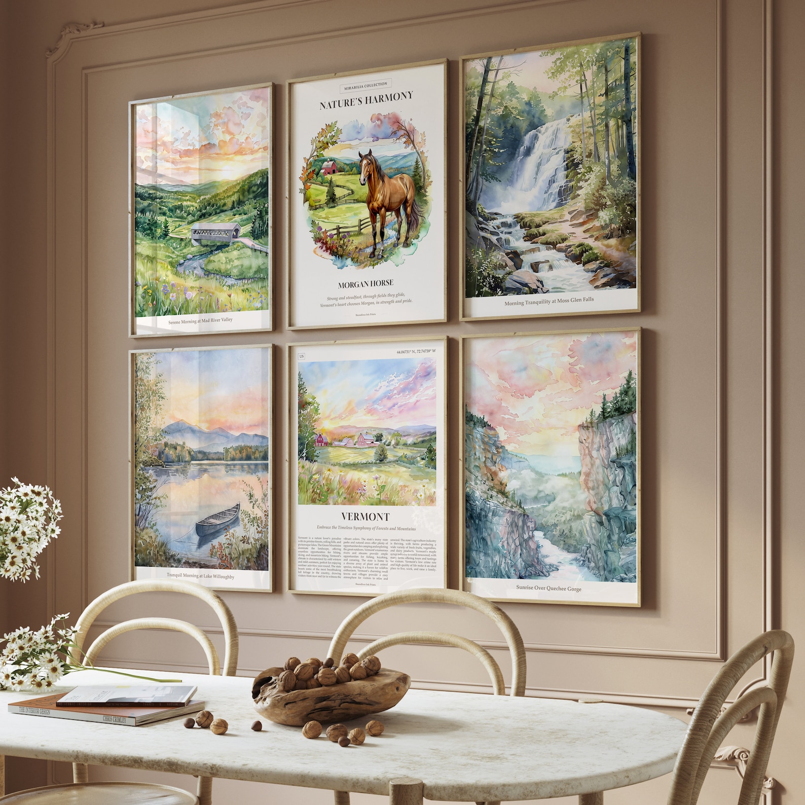 Watercolor Vermont Prints Set of 6, Colorful Vermont Posters, Vermont ...