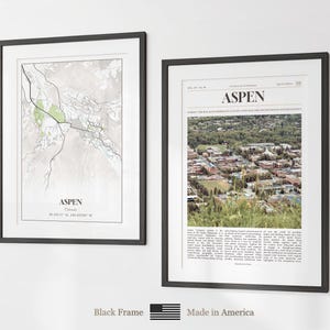 Aspen City Prints Set of 6, Aspen Poster Photos, Aspen Map, Aspen Wall ...
