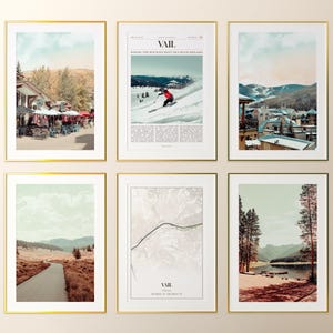 Vail City Prints Set of 6, Vail Poster Photos, Vail Map, Vail Wall Art ...