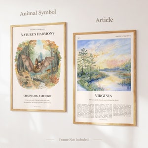 Watercolor Virginia Prints Set of 6, Colorful Virginia Posters ...