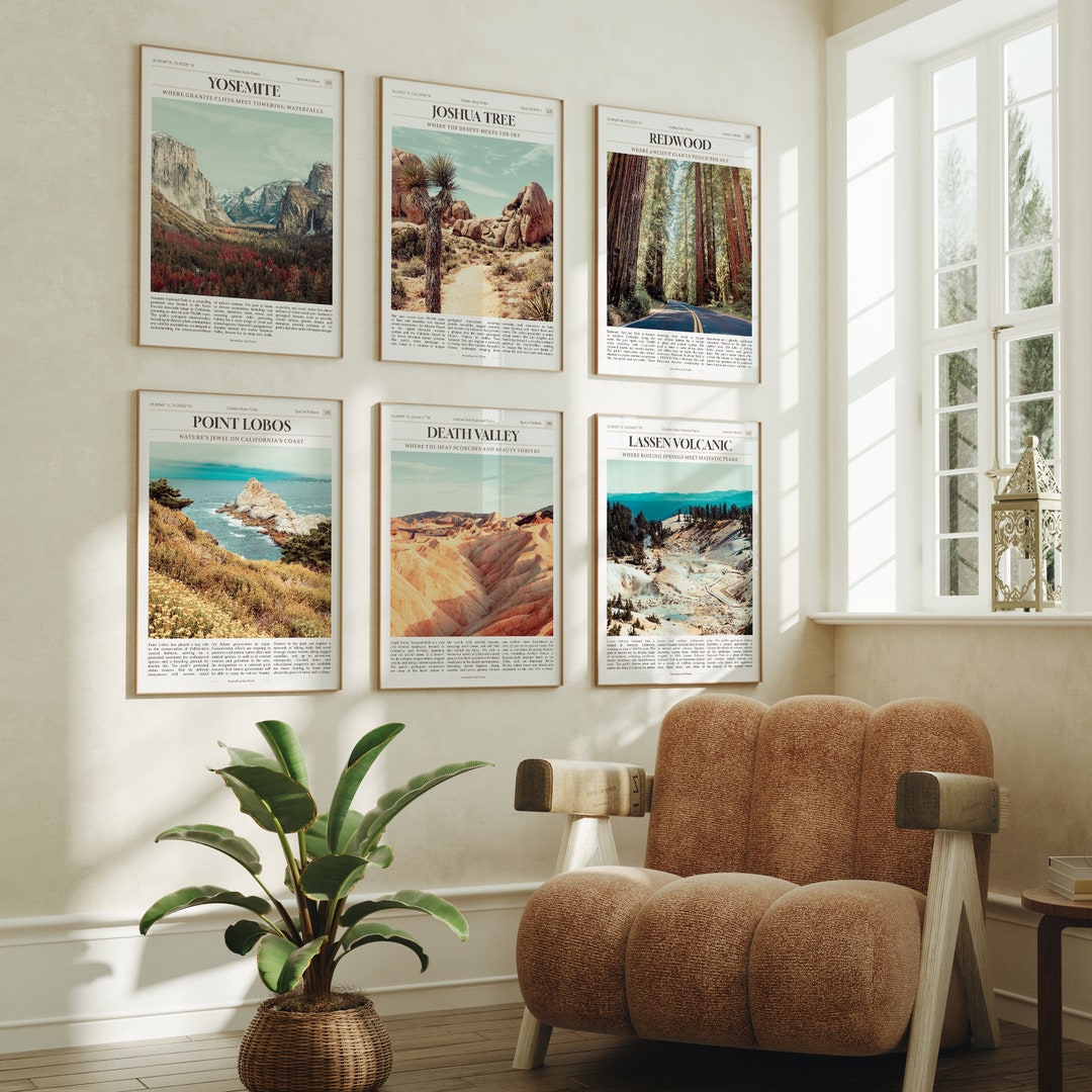 California National Parks Poster Prints Set of 6, Yosemite, Joshua Tree ...