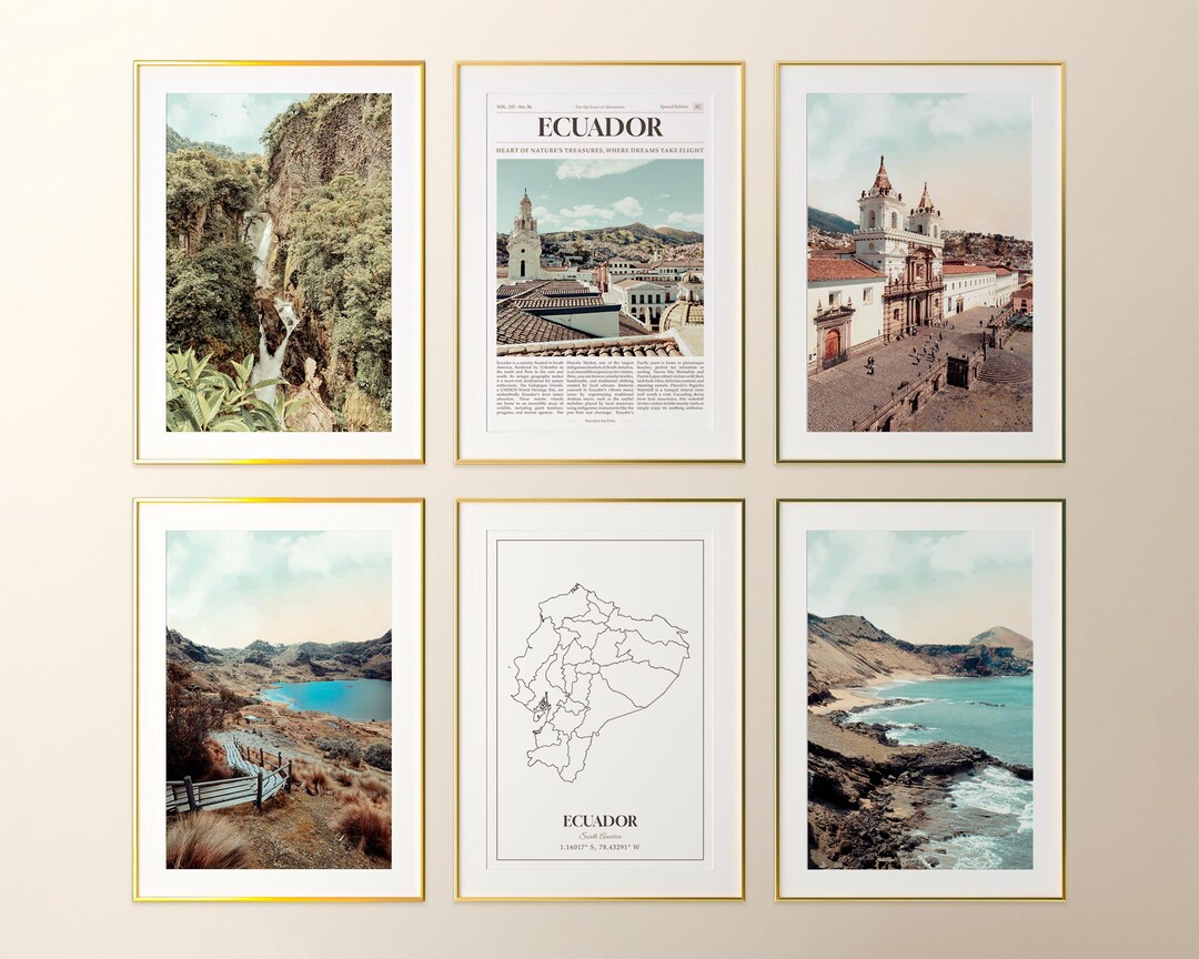 Ecuador Prints Set of 6, Ecuador Poster Photos, Ecuador Map, Ecuador ...