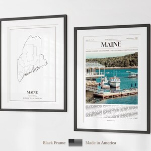Maine State Prints Set of 6, Maine Poster Photos, Maine Map, Maine Wall ...
