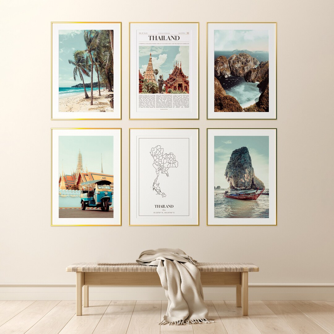 Thailand Prints Set of 6, Thailand Poster Photos, Thailand Map ...