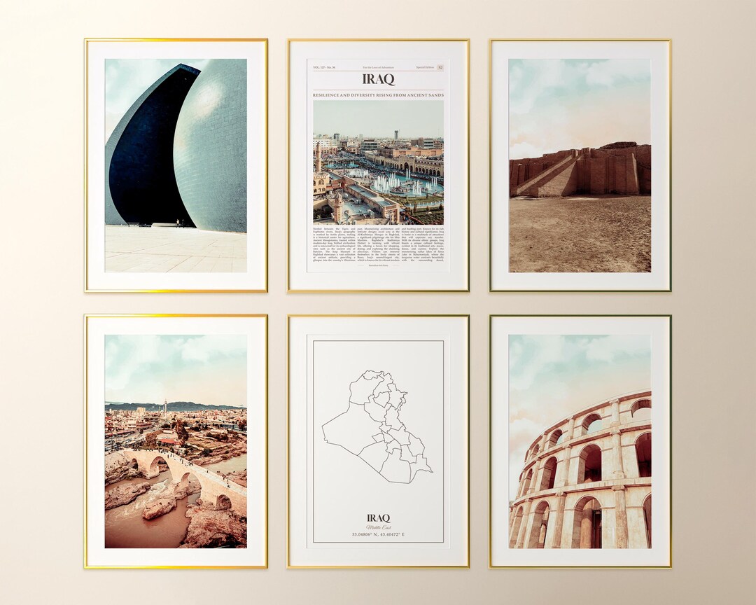 Iraq Prints Set of 6, Iraq Poster Photos, Iraq Map, Iraq Wall Art, Iraq ...