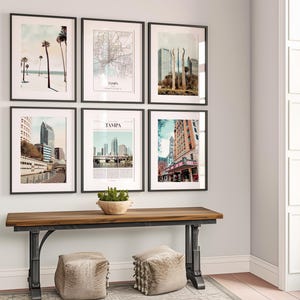 Tampa City Prints Set of 6, Tampa Poster Photos, Tampa Map, Tampa Wall ...