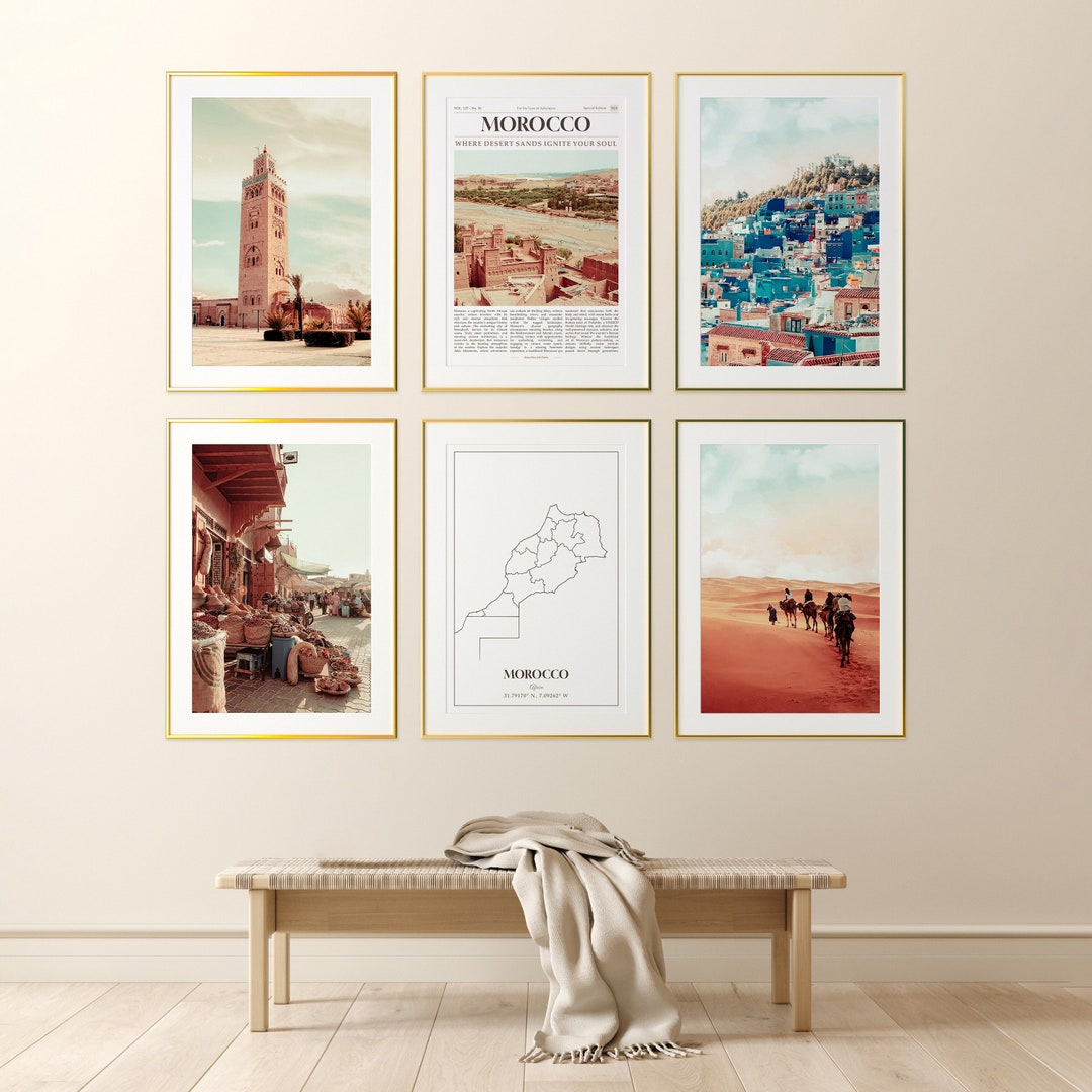 Morocco Prints Set of 6, Morocco Poster Photos, Morocco Map, Morocco ...