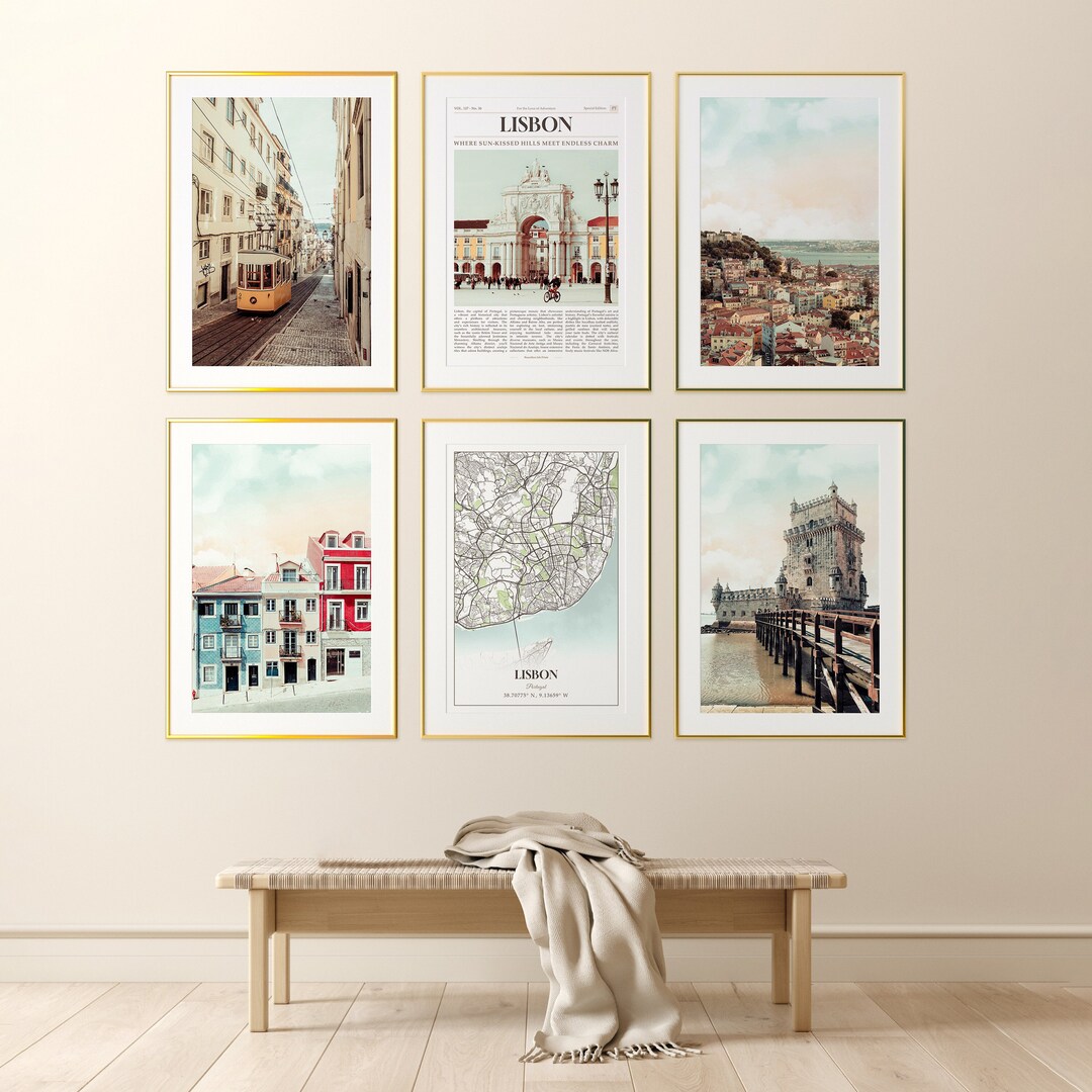 Lisbon City Prints Set of 6, Lisbon Poster Photos, Lisbon Map, Lisbon ...