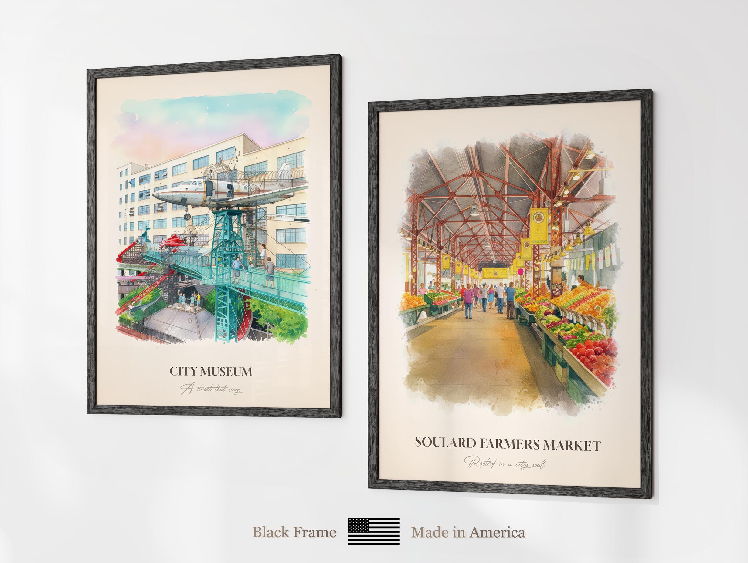St. Louis MO Watercolor Prints Gallery Wall, Colorful St. Louis ...
