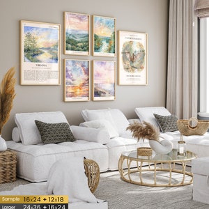 Watercolor Virginia Prints Set of 6, Colorful Virginia Posters ...